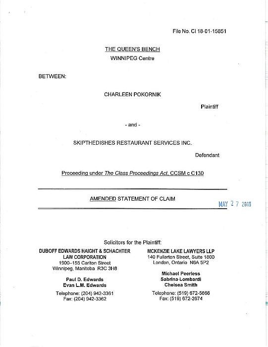 Amended Statement of Claim - Duboff Edwards Schachter Law Corporation